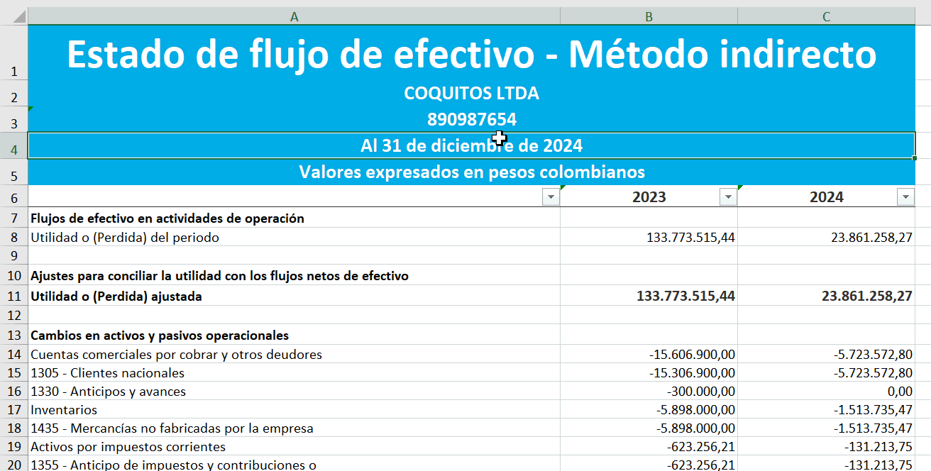 Generar estado de flujos de efectivo - Método indirecto - Portal de ...